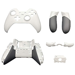 Meijunter Replacement Full Housing Shell Case Cover Faceplate Repair Parts for Xbox One Elite 1st Series Controller (White)