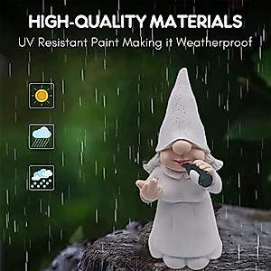 MINICAR Funny Female Gnome Statue for Outdoor Garden Yard Decoration Home Office Lady Knome Figurine Decor, Novelty Unique Paintable Gnome Gift for Women