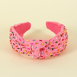FEDANS Sprinkle Headband for Women - Knotted Birthday Hairband with Candy Embellished Top, Colorful Hair Accessories for Girls