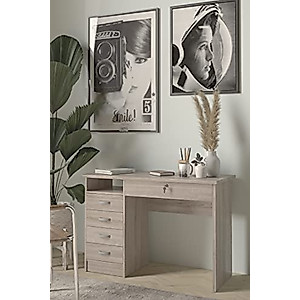 Tvilum 5 Drawers Desk, Truffle