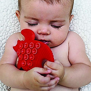 POPPIES Red The Rocket BPA-Free Silicone Suction Cup Teether, Sensory, Bath Toy