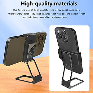 Warmyee Cell Phone Stand, Phone Holder,Adjustable Phone Stand for Desk, Thick Case Friendly Phone Holder Stand, Taller iPhone Stand Compatible with All Mobile Phone, iPhone 14- Black