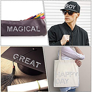 136 Pieces Rhinestone Letters Iron Stick on Sticker Large Glitter Bling Alphabet Letter Sticker Gemstone Border Sticker 34 Letters Self Adhesive Sticker for Art Craft Clothing Decor (Silver)