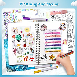 Kidsord DIY Journal Set for Teen Girl Gifts, 100PCS+ Personalized Diary Stuff Birthday Gift Ideas, Kids Scrapbook Kit, Girls Gifts Age 8 9 10 11 12 13 Years Old and Up (Sea Waves Set)