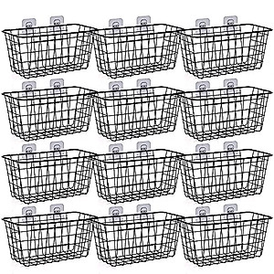 XINFULL 12 Pack Wire Storage Baskets Household Metal Wall-Mounted Containers Organizer Bins for Kitchen Bathroom Freezer Pantry Closet Laundry Room Cabinets Garage Shelf, Medium