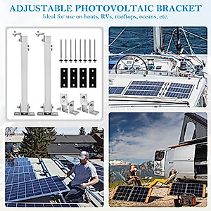 FUYGRCJ Solar Panel Mounting Brackets, Adjustable Solar Panel Tilt Bracket, Aluminum Alloy Solar Panel Mount Support Rack, Folding Tilt Leg Tilt Angle 15-30° for Off Grid Solar System