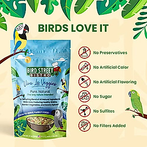 Bird Street Bistro Parrot Food Sample 4 Pack - Parakeet Food - Cockatiel Food - Bird Food - Cooks in 3-15 min w/Natural & Organic Grains - Healthy, Non-GMO Fruits, Healthy Orientated Spices