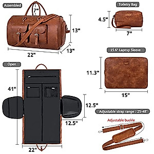 Garment Bag for Travel, Convertible Carry on Garment Duffel Bag for Men 3Pcs Weekender Bag 2 in 1 Hanging Suitcase Suit Bag