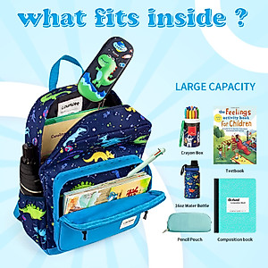 Lounwee Kids Backpack for Boys Girls: Cute Waterproof Dinosaur Toddler Bookbag for Preschool Kindergarten Daycare
