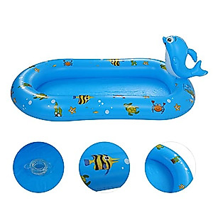 Inflatable Pool for Children Thick PVC Inflatable Swimming Pool Cute Fish Patterns Blow Up Kiddie Pool Sprinkler Summer Pool Toys for Outdoor Backyard, Garden 170 x 103 x 65cm