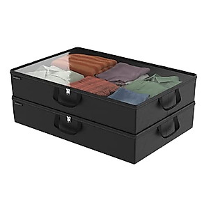 ClosetMaid 20504 Foldable Underbed Storage Bag with Handles, Zipper Closure and Clear Window for Sweaters, Shoes, Blankets with Charcoal Black Finish