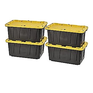Black & Yellow 17-Gallon Tough Storage Containers, Extremely Durable®, 4-Pack (4)