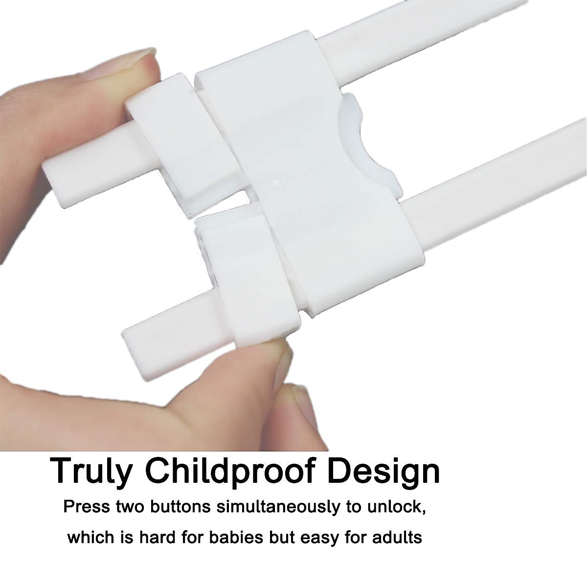 Child Proof Sliding Cabinet Lock - Baby Safety U Shaped Latch for Cupboard Doors Knobs and Handles (10 Pack)