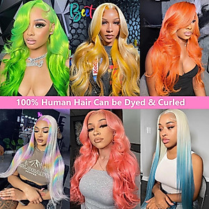 CALNESHIA 30'' 613 Lace Front Wig Human Hair 13x6 Transparent Lace 180 Density Blonde Lace Front Wigs Human Hair Black Women Pre Plucked Color 613 Hd Lace Frontal Wig Straight Blonde Wig Human Hair