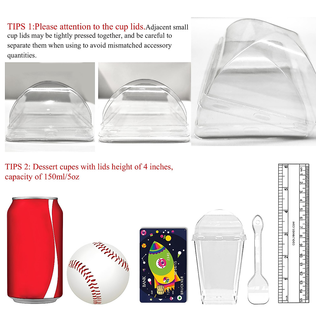 YunKo 5oz Square Clear Plastic Dessert Cups with Lids and Spoons, Mini Parfait Cups for Cheesecake, Yogurt, Jello, Mousse, and Snacks