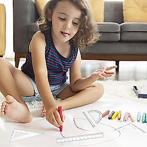 Thinp 4 Pieces Ruler Set Includes 12 Inch Straight Ruler Triangle Ruler and Protractor Math Geometry Tool Shatterproof Plastic Rulers Clear Ruler Measuring Tool for School Office Home Supplies