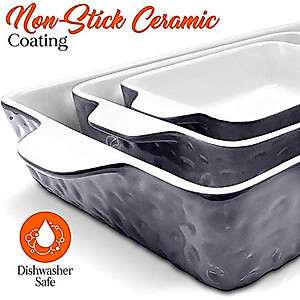NutriChef 3Pcs. Nonstick Bakeware PFOA PFOS PTFE Tray Set w/Odor-Free Ceramic, 446°F Oven Microwave/Dishwasher Safe Rectangular Baking Pan, Royal Blue