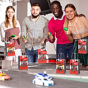 Pajean 16 Pieces Race Car Fuel Treat Bags Boxes Racing Car Party Goodie Bags Wrap Paper Bags with Handles Birthday Party Decorations Baby Favors Supplies Gifts