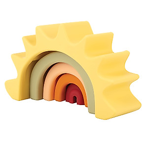 Nuby Soft Silicone Stackable Sun Interactive Toy for Early Development, Creativity, 12+ Months