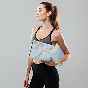 Marble Pattern Waves Yoga Mat Folding Travel Fitness & Exercise Mat with Carrying Bag Non-Slip Lightweight Travel Yoga Mat for Women Pilates 72"L × 26.8” W × 2 Mm Thick