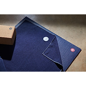Manduka Yogitoes Yoga Mat Towel - Lightweight, Quick Drying Microfiber, Non Slip Skidless Technology, Use in Hot Yoga, Vinyasa and Power, 71" x 24", Midnight