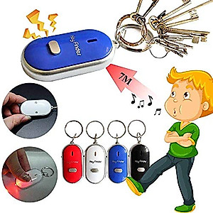 2 Pc Key Finder Locator Anti Lost Keys Keychain Tracker Whistle Sound LED Light