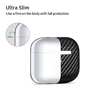 MONOCARBON Carbon Fiber Case for AirPods 3 Magnetic Wireless Charging AirPod 3 Cover, Slim Carbon Fibre Cover for AirPods 3 Earbuds-Ultra Protect