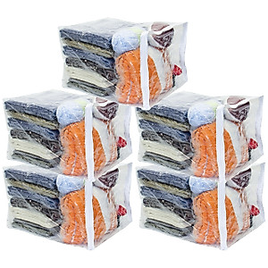 5-Pack Clear Vinyl Zippered Storage Bags 15 x 18 x 12 Inch