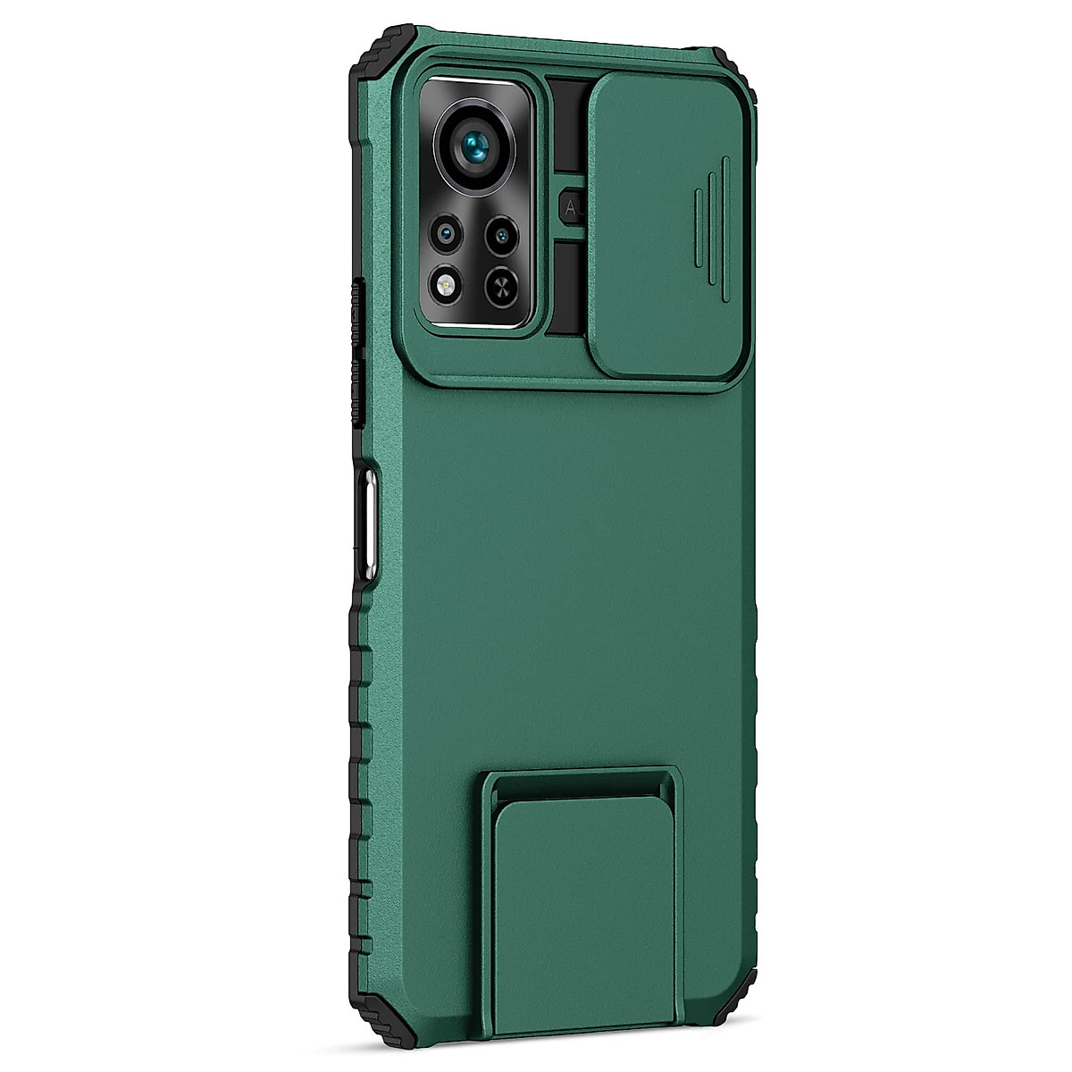 TARGI Slide Lens Phone Holder Back Phone Case for Infinix Hot 11s NFC Luxury Cover Hybrid Hard Panel Funda for Infinix Hot 9 10s 10 Play 11 s 12 10t Smart 4 5 6 Shell (Dark Green,infinix hot 9 Play)