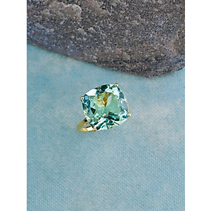 YoTreasure Green Amethyst Solid Sterling Silver Gold Plated Statement Ring Jewelry