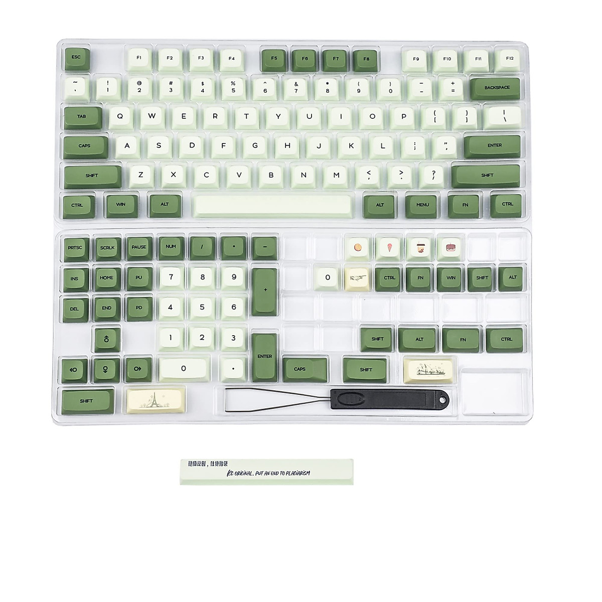 Matcha Dye Sub ZDA PBT Keycap Similar to XDA Japanese Korean Russian for MX Keyboard 104 87 61 Melody 96 KBD75 ID80 GK64 68（Only Keycap） (Matcha English Base Kit)