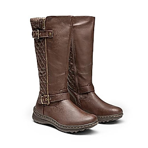 DREAM PAIRS Women's Faux Fur Knee High Boot Round Toe Fall Winter Boots,Size 10,Brown,URVA