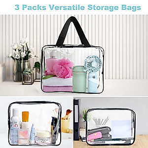 Heavy Duty Clear Backpack 4PCS Clear Bookbags Clear Backpack Stadium Approved with Storage Bags Transparent Backpack for Students Adults See Through Backpack for Security Stadium School Travel Work