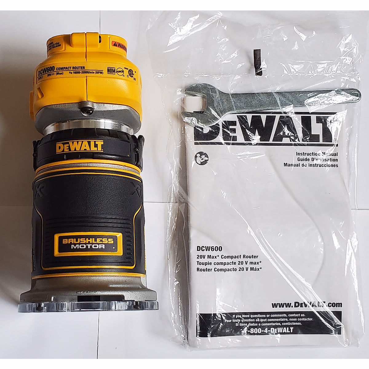 Dewalt DCW600BR 20V MAX XR Brushless Compact Lithium-Ion 1/4 in. Cordless Router (Tool Only) (Renewed)