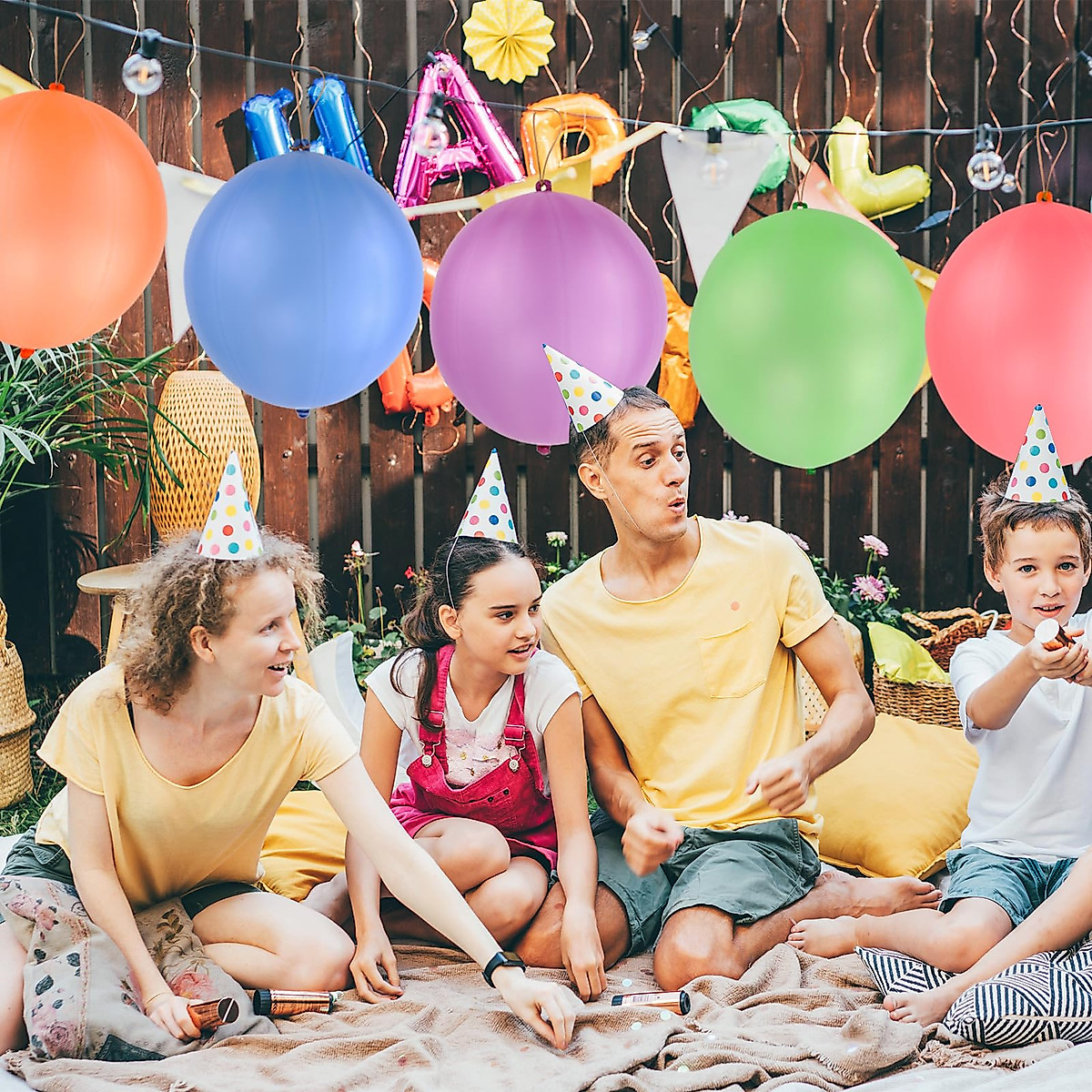 RUBFAC 36 Punch Balloons Punching Balloon Heavy Duty Party Favors For Kids, Bounce Balloons with Rubber Band Handle for Birthday Party