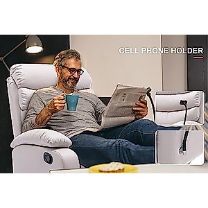 Cooexult Rocker Swivel Recliner Chair, Swivel Recliner Made of Microfiber Fabric, Rocking Recliner Chair for Nursery, Bedroom, Living Room, RV - Beige