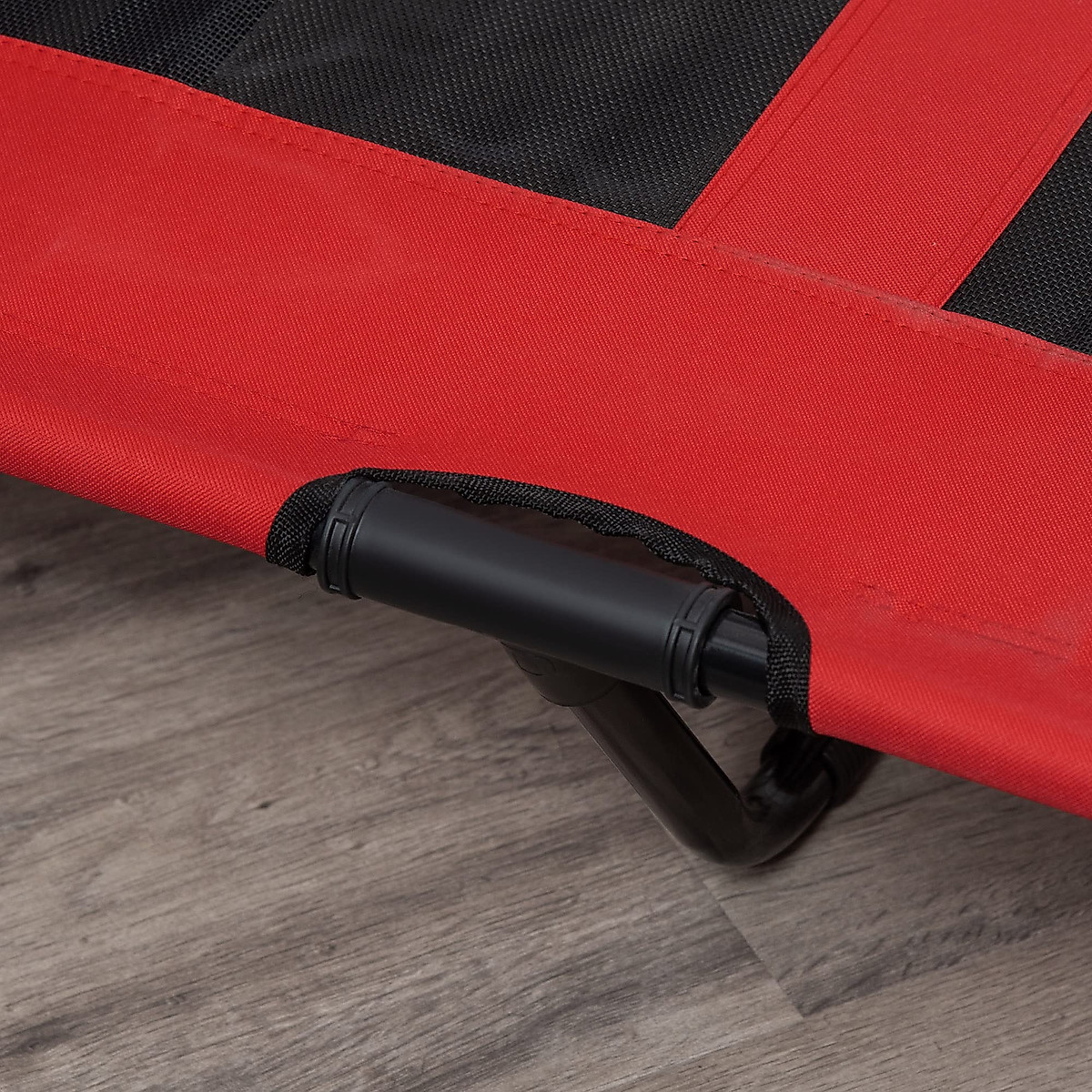 PawHut 48" x 36" Elevated Breathable Dog Bed Portable Pet Cot w/ Carry Bag Metal Frame Breathable Mesh Indoor and Outdoor Red