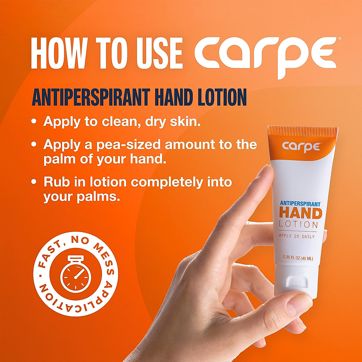 Carpe Antiperspirant Hand Lotion, A dermatologist-recommended smooth lotion that helps stop hand sweat, Great for hyperhidrosis (Original Eucalyptus)