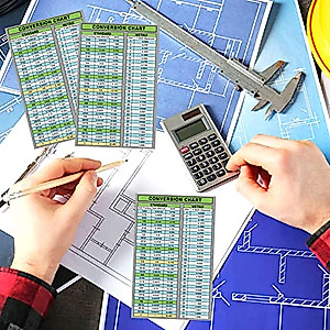 3 Pack Fraction and Decimal to Metric Conversion Chart Card Decal 5.5 x 8.5Inch Waterproof Vinyl Easy to Read Decal Inches and Millimeters Conversion Chart Card for Toolbox Sticker Engineers
