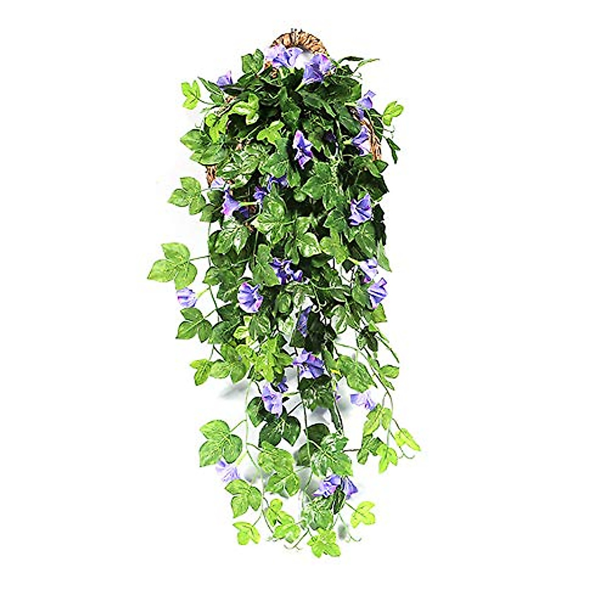 Yimeezuyu Artificial Vines 2pcs Artificial Morning Glory Trumpet Flower Vine Fake Green Plant Home Garden Wall Fence Outdoor Wedding Hanging Baskets Decor