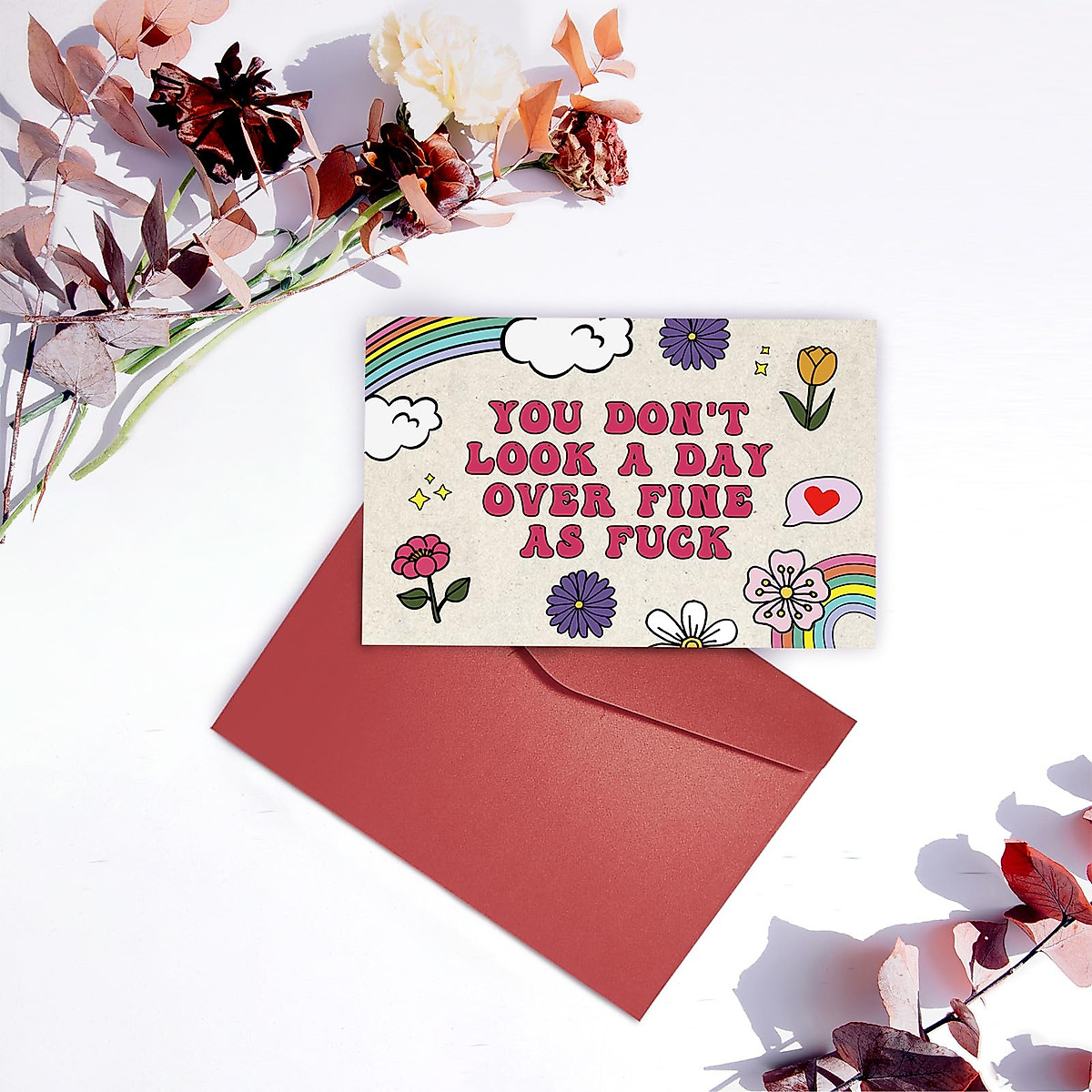 SuperShunhu Funny Birthday Card for Her, Birthday Gift for Girlfriend Wife, Happy Birthday Card for Friend Bestie, You Don’t Look A Day Over Fine AF Card