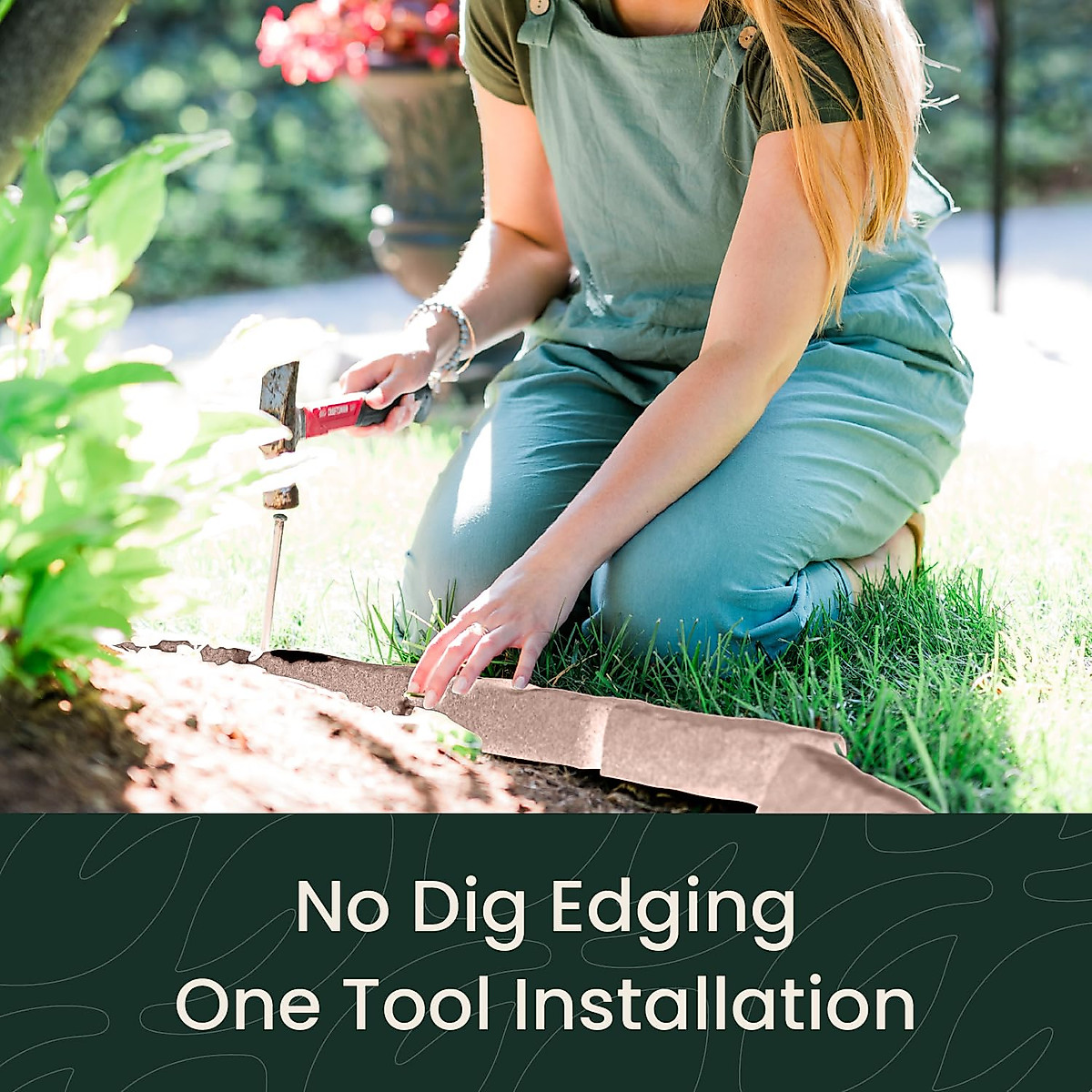 Beuta Landscape Edging | Garden Edging Border | No Dig Faux Stone Bricks for Lawn edging, Flower beds, Pathways & Yards – 4 Packs | Each Pack Has 6 Bricks 48"Lx 4"W x 2.25"H | 12 Spikes | Sandstone