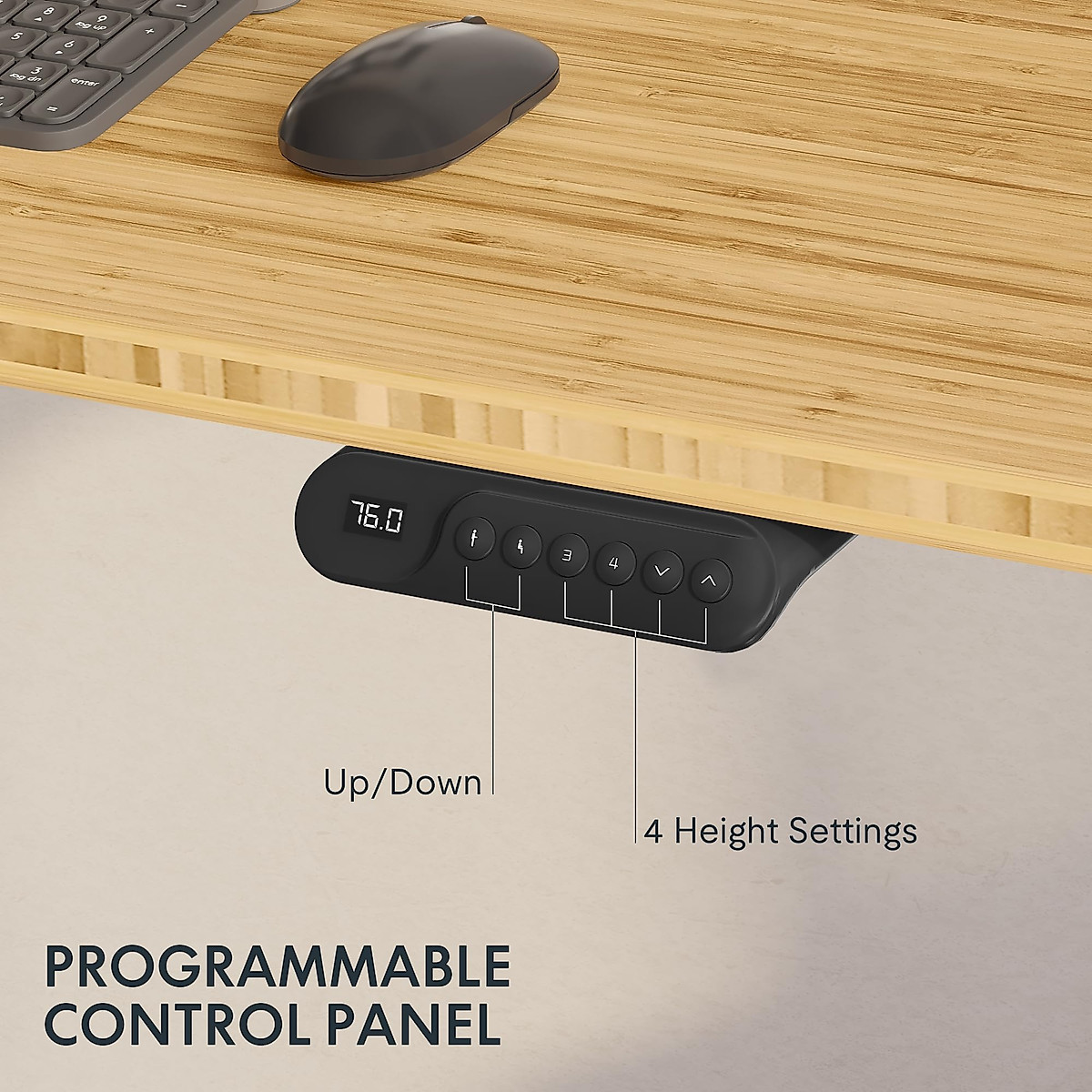 FLEXISPOT Pro Bamboo 3 Stages Dual Motor 55x28 Inch Electric Height Adjustable Standing Desk Whole-Piece Board Desk Sit Stand Up Desk (Black Frame + Bamboo Desktop)