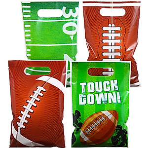Pajean 120 Pcs Football Party Bags Football Plastic Treat Bags Football Gift Bags Football Goody Candy Bags Sport Favor Bags for Football Themed Party Decorations Football Bowl Party Supplies