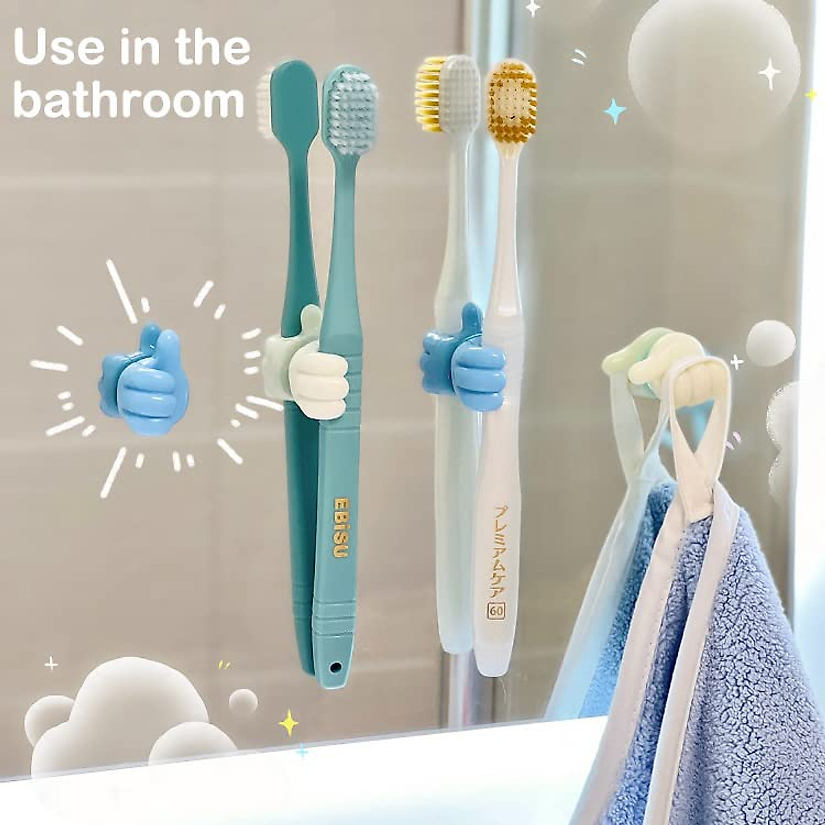 VYWmna 24Pcs Silicone Thumb Hooks, Multi-Function Creative Thumb Wall Hook for Cable Clip Key, Self-Adhesive Wall Decoration Hook Home Office Wall Storage