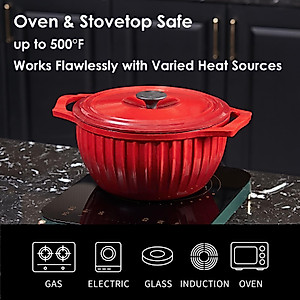 Yanzao Enameled Cast Iron Dutch Oven Pot with Lid and Handle, 4.75 Quart, Ceramic Interior, Nonstick, Large Cast Iron Pot, Cooking Pot, Dutch Oven for Sourdough Bread Baking, Rice, Cooking Spanish,