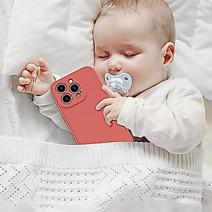 bicol for iPhone 15 Pro Case with Screen Protector,Enhanced Camera Lens Protection,Soft Liquid Silicone Slim Fit Protective Phone Cover 6.1" Coral