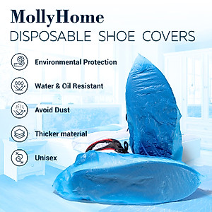Shoe Covers Disposable Non-slip - MollyHome Booties for Shoes Covers, Shoe Covers for Indoors Pack 100(50 Pairs) Large Size Up to US Men's 11 & US Women's 13, Waterproof, Recyclable
