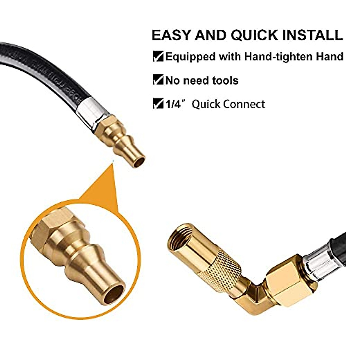 Eazy2hD 20FT RV Quick Connect Propane Hose with 1/4" Quick Plug Propane Elbow Adapter, Propane Extension Hose for Blackstone 17"/22" Griddle, RV Quick-Connect Kit(with Buckle Velcro + Sealing Tape)