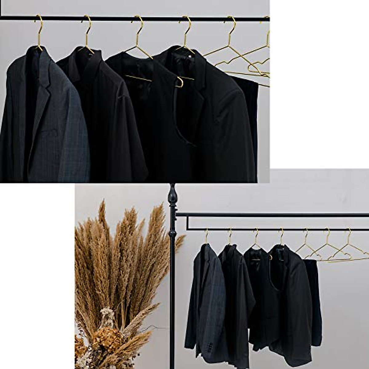 Better to U 17 Inch Gold Metal Hanger Adult Clothes 50 Pack, 4.0mm Heavy Duty Shirt Blouse Hanger for Coat Suit Bridal Boutique, Space Saving Slim Wire Hanger for Camisole Trousers Wedding Dress